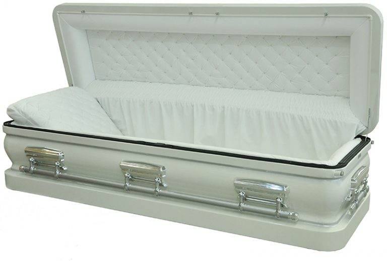 White Shadow Full Couch Metal Casket - Best Priced Caskets In The UK